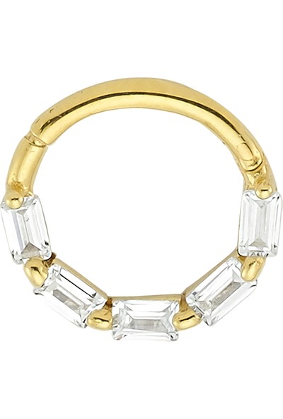Dianora Piercing 5'li Baget Taşlı Altın Circle Helix Piercing Dianora Piercing 5'li Baget Taşlı Altın Circle Helix Piercing