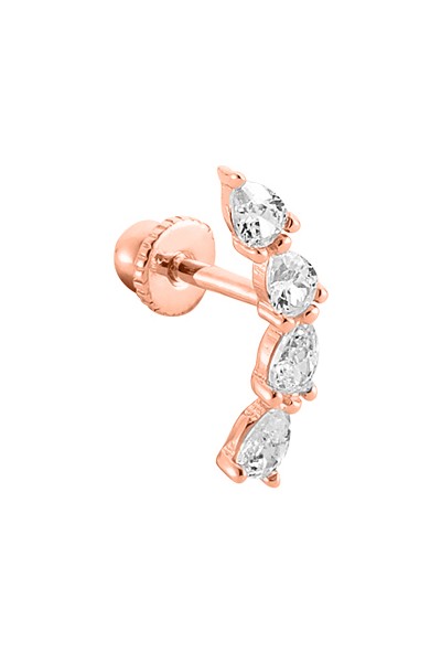 Dianora Piercing Damla Taşlı Rose Altın Helix Piercing
