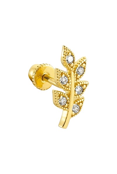 Dianora Piercing Taşlı Yaprak Altın Helix Piercing Dianora Piercing Taşlı Yaprak Altın Helix Piercing