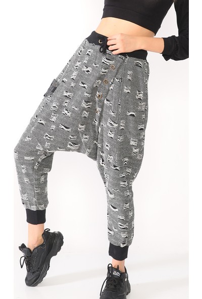 PodiumStar Yırtık Detaylı Triko Şalvar Pantolon