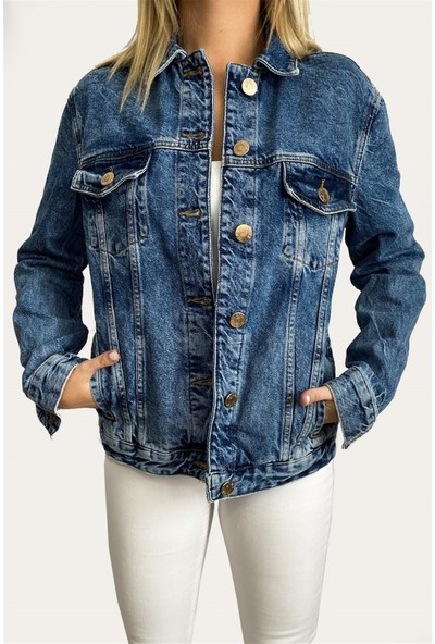 The Fabric Atelier 6 Düğme Taşlanmış Jean Ceket