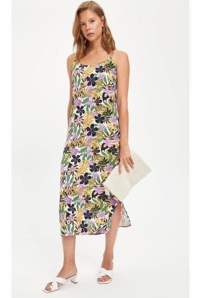 Defacto Çiçek Desenli Askılı Yazlık Maxi Elbise S4843AZ20HS