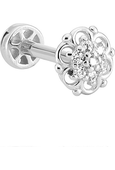 Dianora Piercing Taşlı Beyaz Altın Tragus Piercing Dianora Piercing Taşlı Beyaz Altın Tragus Piercing