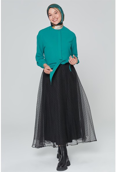 Armine Önden Bağlamalı Gömlek Çam Yeşili 20K3907