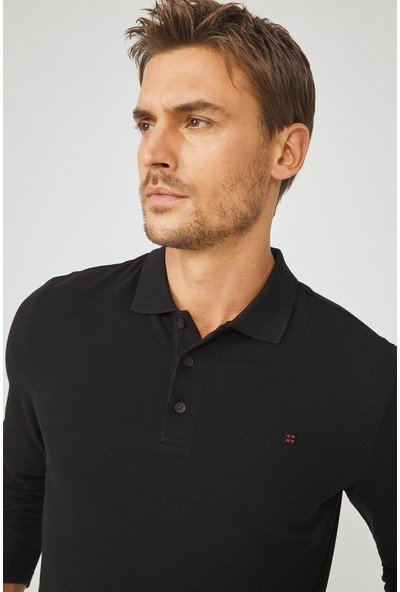 Avva Erkek Siyah Polo Yaka Düz Sweatshirt E001003 Avva Erkek Siyah Polo Yaka Düz Sweatshirt E001003