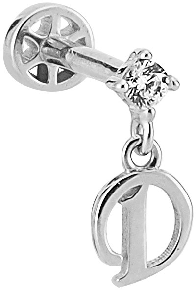 Dianora Piercing Sallantılı D Harfi Beyaz Altın Tragus Piercing