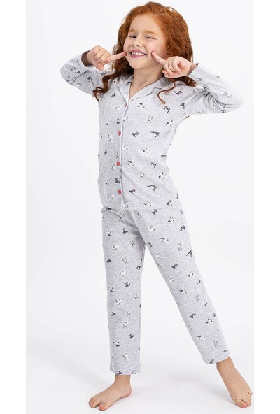 Rolypoly Karamelanj Little Cats Kız Çocuk Gömlek Pijama Takımı