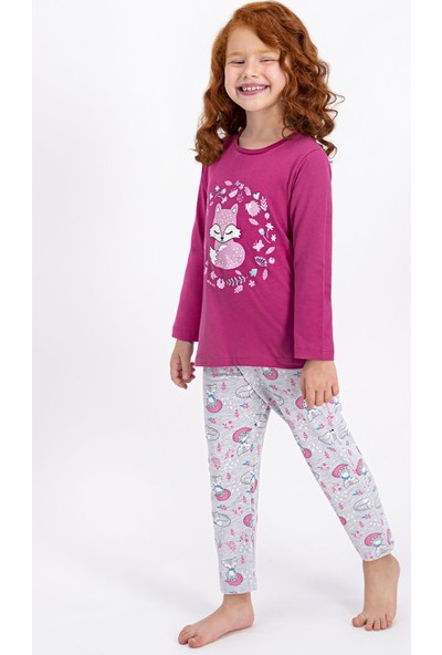 Rolypoly Little Fox Mat Gül Kurusu Kız Çocuk Pijama Takımı