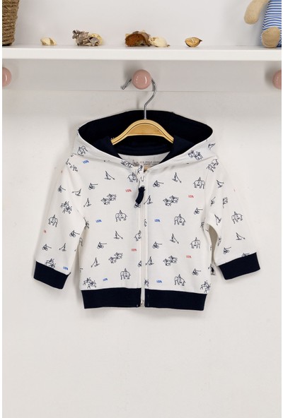 U.S. Polo Assn. Lisanslı Krem Bebek Sweatshirt