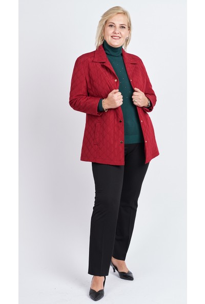 Öznur Kadın Düğme Kapamalı Cepli Mont 417110 Kırmızı