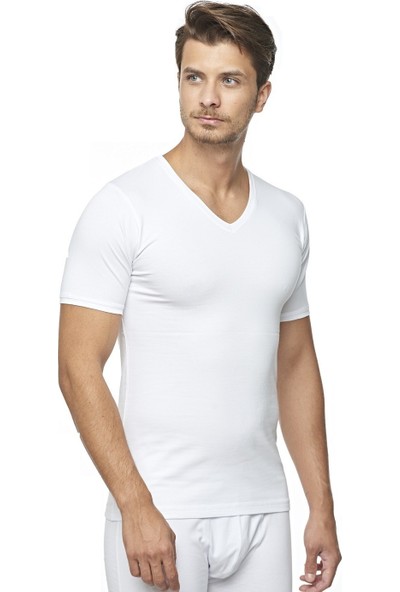 Fsm1453 Erkek Likralı V.yaka T-Shirt 2'li