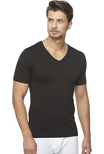 Fsm1453 Erkek Likralı V.yaka T-Shirt 2'li