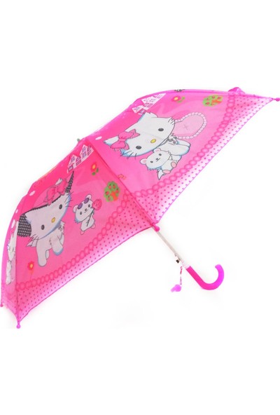 İstoç Toptan Kız Çocuk Şemsiyesi, Yarı Otomatik Mekanizma Küçük Boy 43 cm