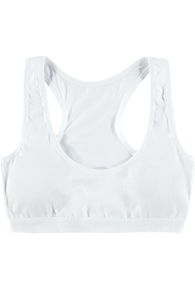 Ots Genç Kız Pedli Alıştırma Sütyen Badi 8-14 Yaş Beyaz