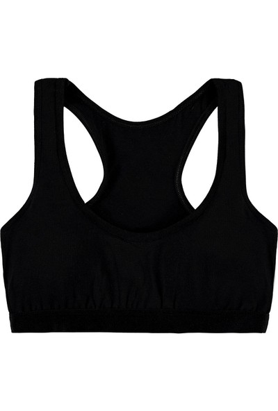 Ots Genç Kız Pedli Alıştırma Sütyen Badi 8-14 Yaş Siyah