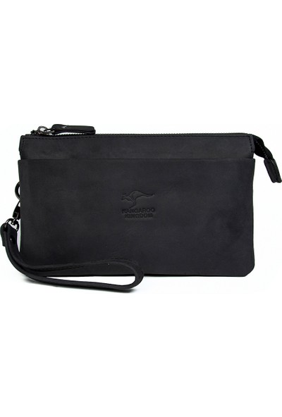 KANGAROO KINGDOM Hakiki Deri Crazy Horse Siyah Erkek El Portföy Çantası 5488-ZS KANGAROO KINGDOM Hakiki Deri Crazy Horse Siyah Erkek El Portföy Çantası 5488-ZS
