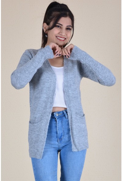 Butik Buruc Kadın Gri Cepli Hırka