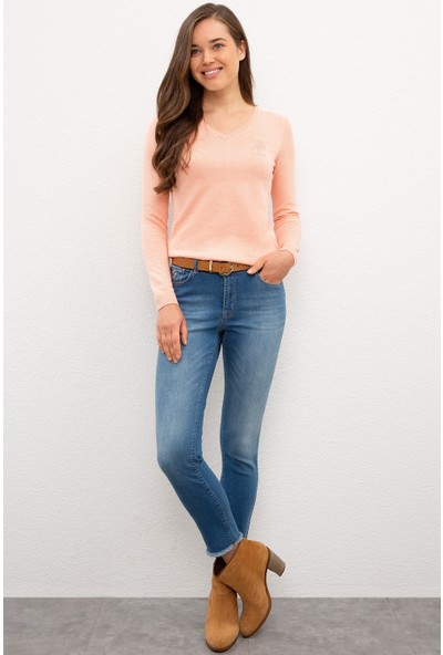 U.S. Polo Assn. Kadın Mavı Denım Pantolon 50228336-DN0023