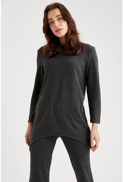DeFacto Asimetrik Kesim Relax Fit Örme Sweat Tunik T0086AZ20WN