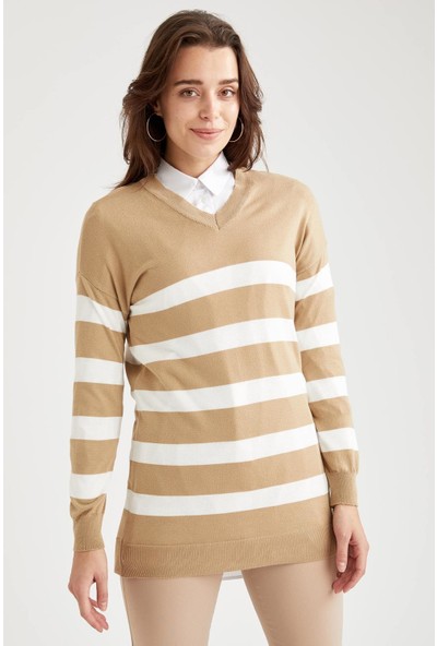 DeFacto Çizgili Relax Fit Triko Tunik T1837AZ20WN DeFacto Çizgili Relax Fit Triko Tunik T1837AZ20WN