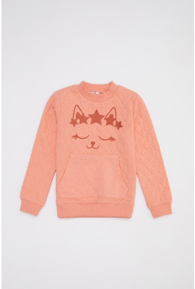 DeFacto Kız Çocuk Bisiklet Yaka Kedi Baskılı Kapitoneli Isı Yalıtımlı Warmtech Sweatshirt S0219A620WN DeFacto Kız Çocuk Bisiklet Yaka Kedi Baskılı Kapitoneli Isı Yalıtımlı Warmtech Sweatshirt S0219A620WN