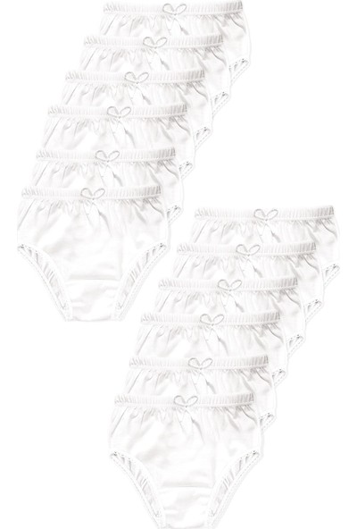 Oulabimir 12 'li Kız Çocuk Pamuklu Dantelli Kurdeleli Slip Külot
