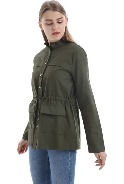 Moda Minerva Haki Çıtçıt Detaylı Ceket 1K4507MD Moda Minerva Haki Çıtçıt Detaylı Ceket 1K4507MD