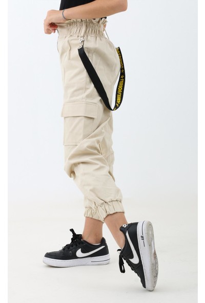Enisena Krem Kız Cocuk Jogger Gabardin Pantolon