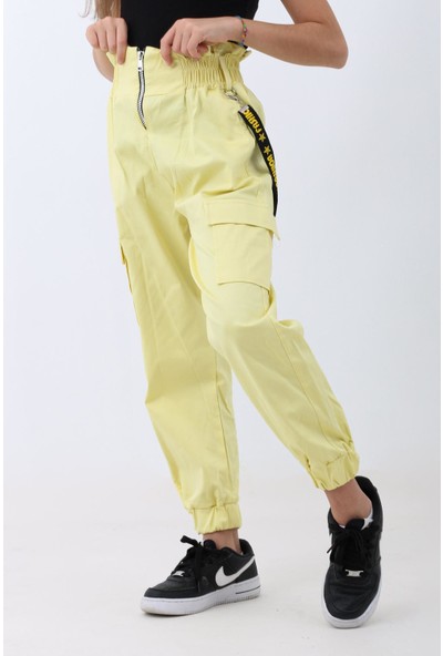 Enisena Sarı Kız Cocuk Jogger Gabardin Pantolon