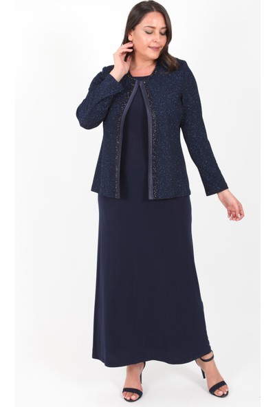 Ladies First Büyük Beden 3306 Lacivert Abiye Elbiseli Takım Ladies First Büyük Beden 3306 Lacivert Abiye Elbiseli Takım