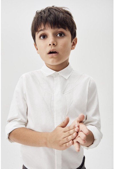 Nebbati Erkek Çocuk Ekru Gömlek 20FW0NB3605