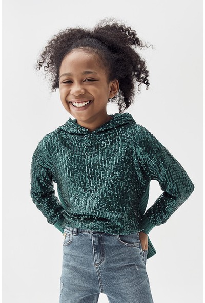 Tyess Kız Çocuk Yeşil Kazak 20PFWTJ4402