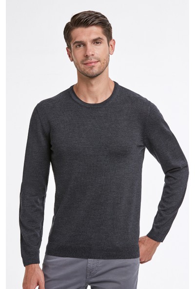 Hemington Bisiklet Yaka Antrasit Saf Yün Triko Hemington Bisiklet Yaka Antrasit Saf Yün Triko