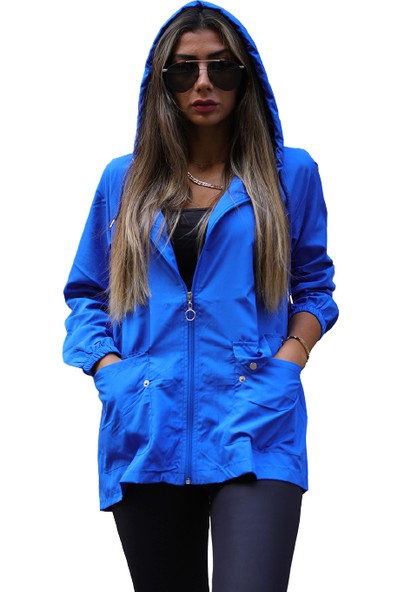 Dnz Bayan Kapüşonlu Cepli Rüzgarlık