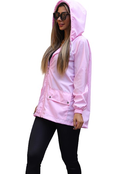 Dnz Bayan Kapüşonlu Cepli Rüzgarlık