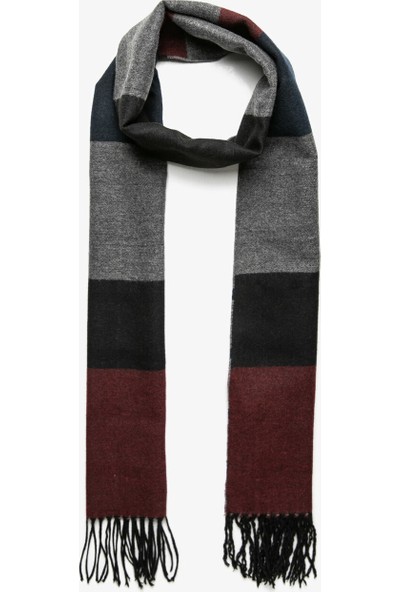 Koton Renk Bloklu Püsküllü Atkı