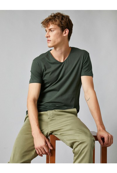 Koton Erkek Kısa Kollu V Yaka Basic T-Shirt