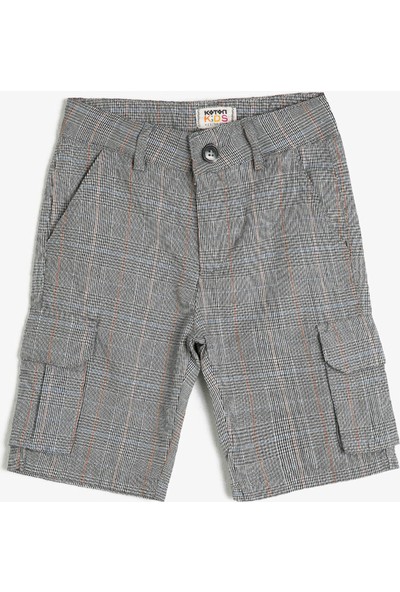 Koton Erkek Çocuk Normal Bel Ekose Desenli Kargo Şort