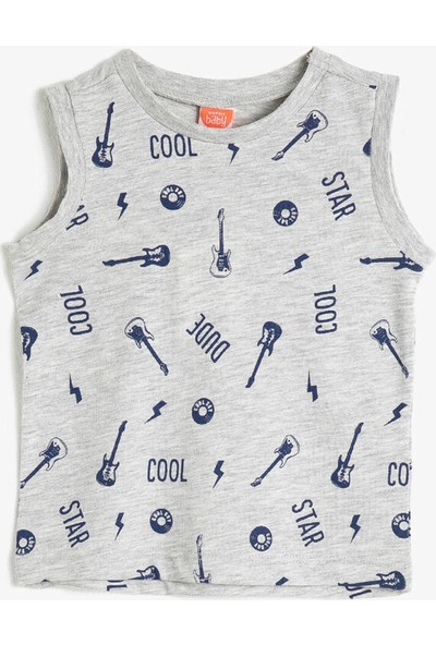 Koton Erkek Bebek Bisiklet Yaka Kolsuz Yazılı Baskılı Atlet