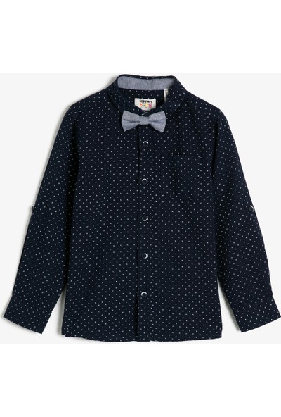 Koton Erkek Çocuk Pamuk Baskılı Papyonlu Gömlek Koton Erkek Çocuk Pamuk Baskılı Papyonlu Gömlek