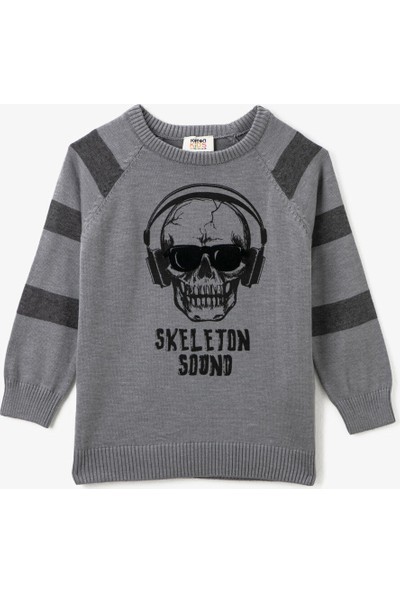 Koton Kids Erkek Çocuk Bisiklet Yaka Baskılı Uzun Kollu Kazak