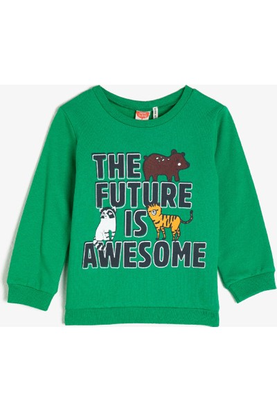 Koton Erkek Çocuk Cotton Letter Printed Crew Neck Sweatshirt Koton Erkek Çocuk Cotton Letter Printed Crew Neck Sweatshirt