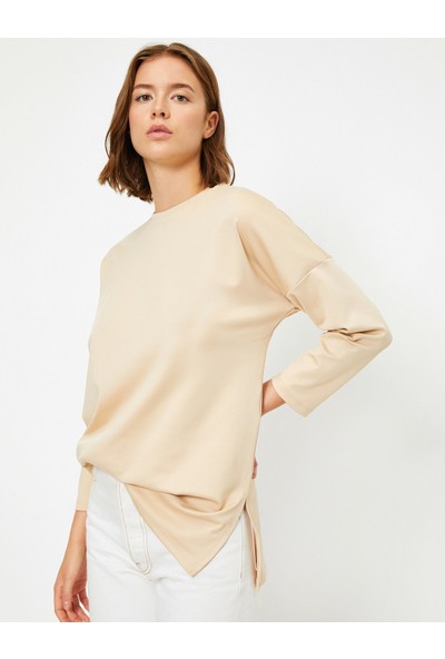 Koton Kadın Bisiklet Yaka 3/4 Kol Scuba Uzun Sweatshirt