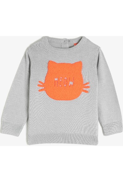 Koton Pamuklu Baskılı Bisiklet Yaka Triko Kazak