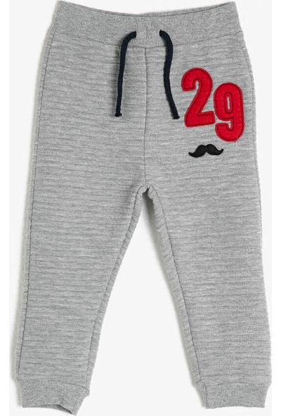 Koton Aplikeli Belden Bağlamalı Normal Bel Eşofman Altı