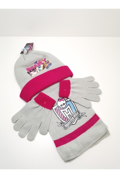 Monster High Lisanslı Monster Hıgh Kız Çocuk Atkı Bere Eldiven Takımı 4