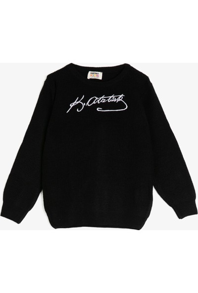 Koton Kids Erkek Çocuk Pamuklu Bisiklet Yaka Atatürk Yazılı Baskılı Kazak