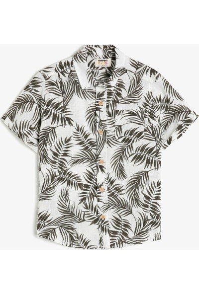 Koton Erkek Çocuk Pamuklu Tropikal Desenli Kısa Kollu Gömlek