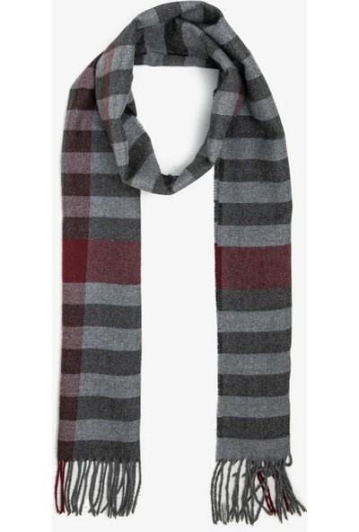 Koton Renk Bloklu Püsküllü Atkı