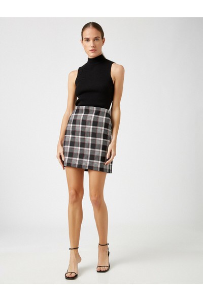 Koton Kadın Ekose Mini Etek